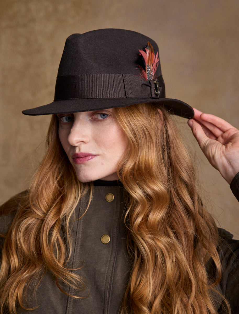 Ladies Kildare Trilby Felt Hat - Olive | Jack Murphy – Weavers of Ireland