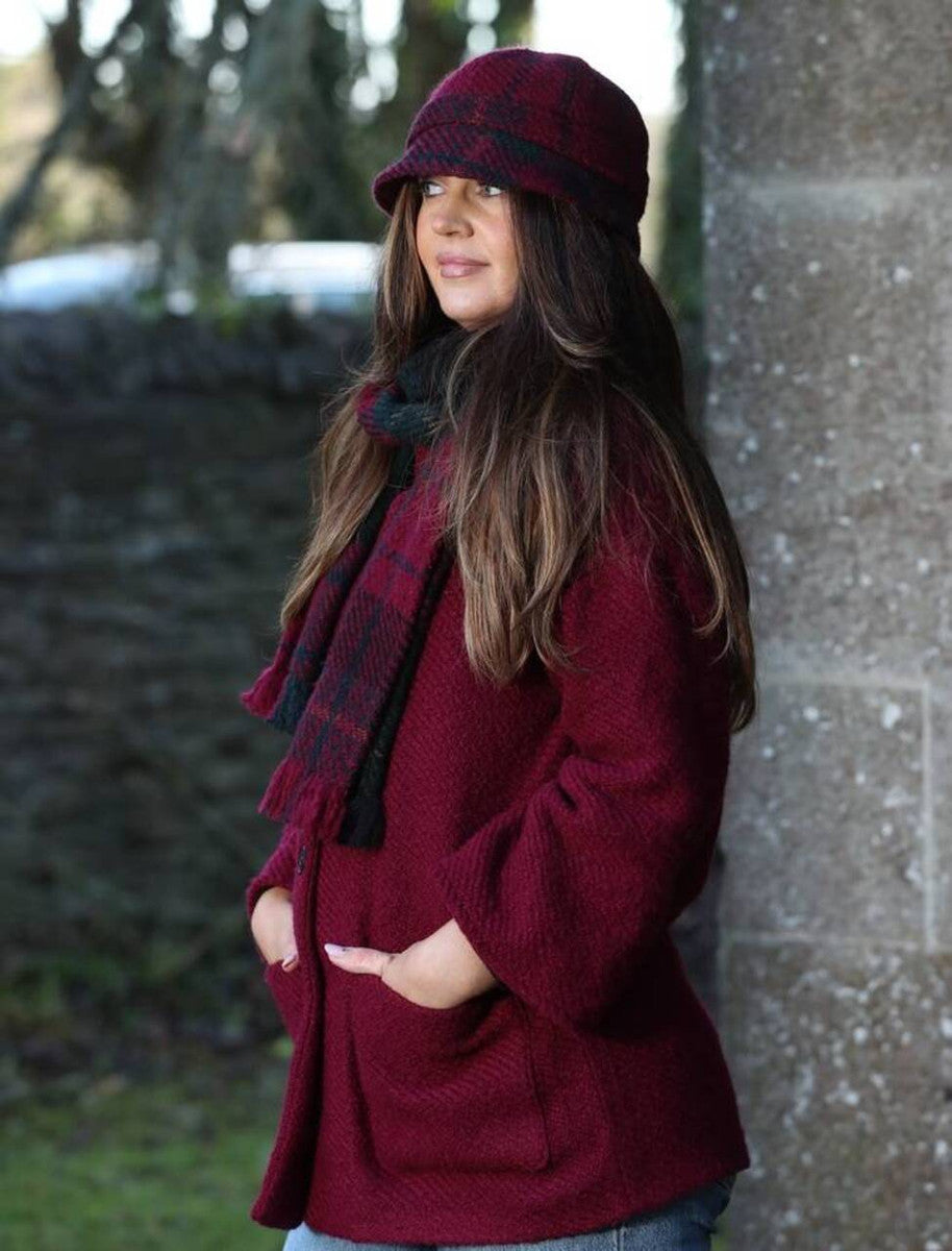 Freda Wool Jacket with Scarf - Wine – Weavers of Ireland
