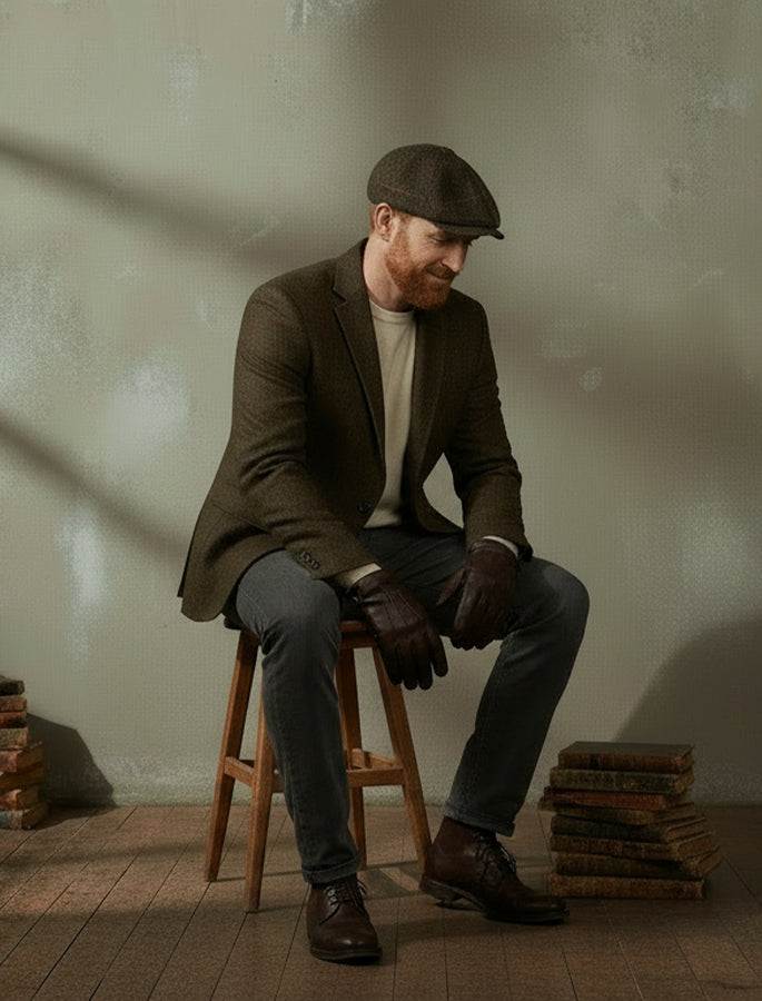 Classic Tweed Flat Cap – Green Box Check | Aran Sweater Market ...