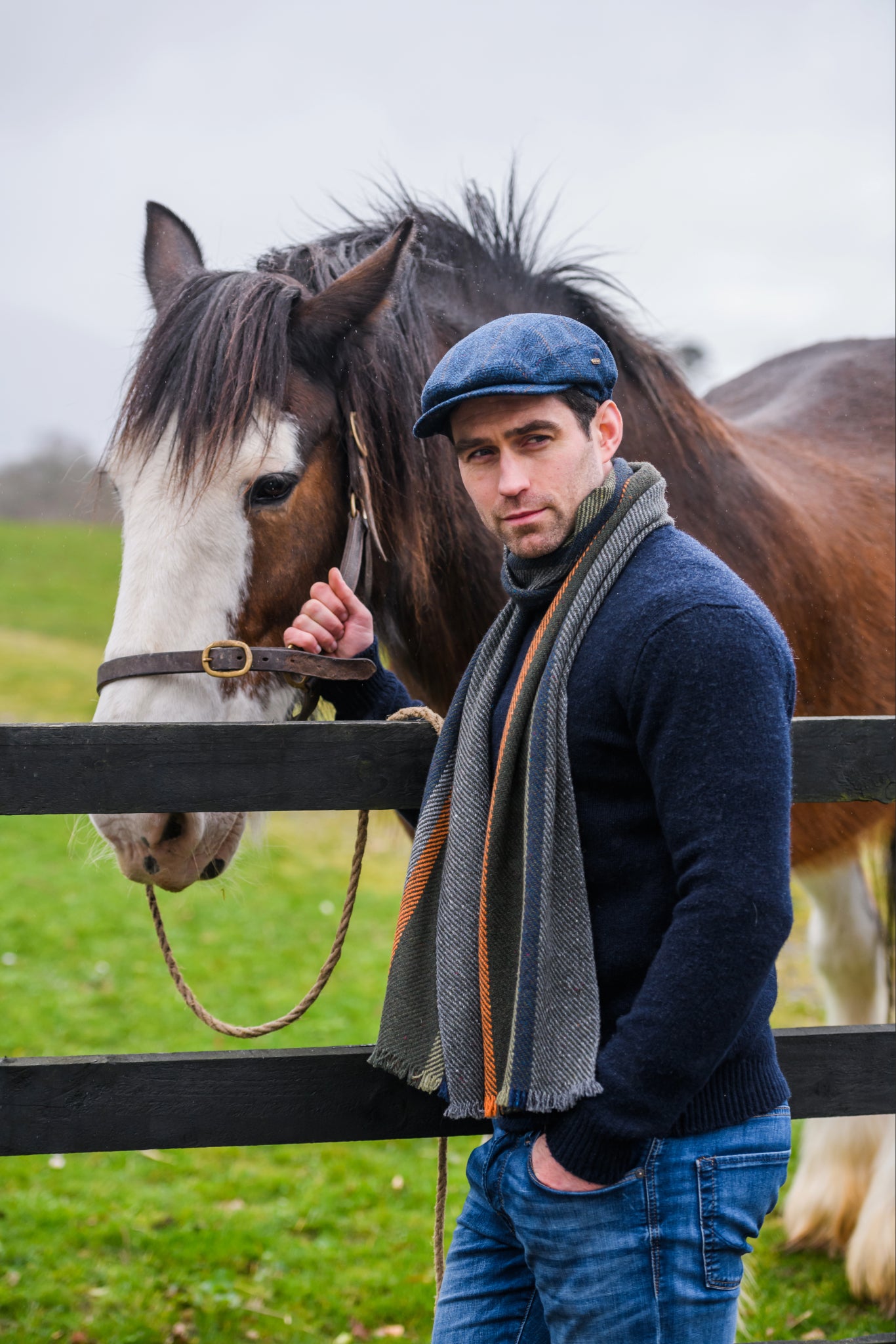 Soft Donegal Wool Scarf - Beige Wine & Navy | Mucros Weavers – Weavers ...