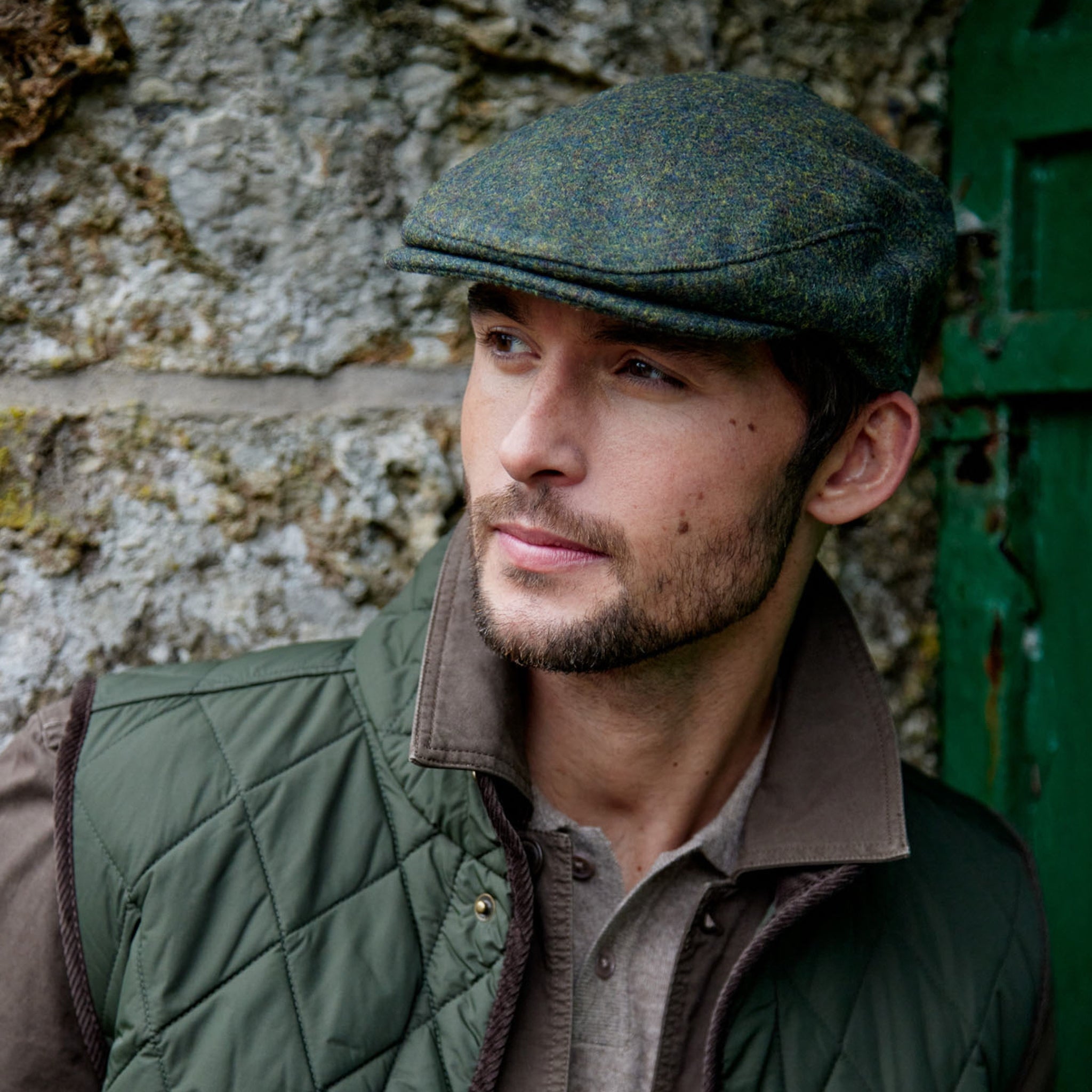 Irish Tweed Flat Cap - Dark Green | Aran Sweater Market – Weavers of ...