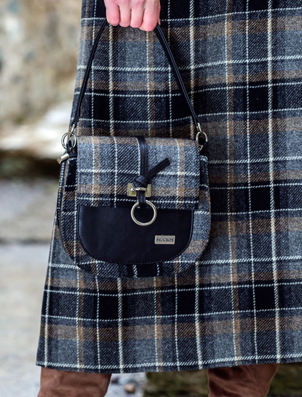 Grace Tweed Bag - Grey & Black | Mucros Weavers – Weavers of Ireland